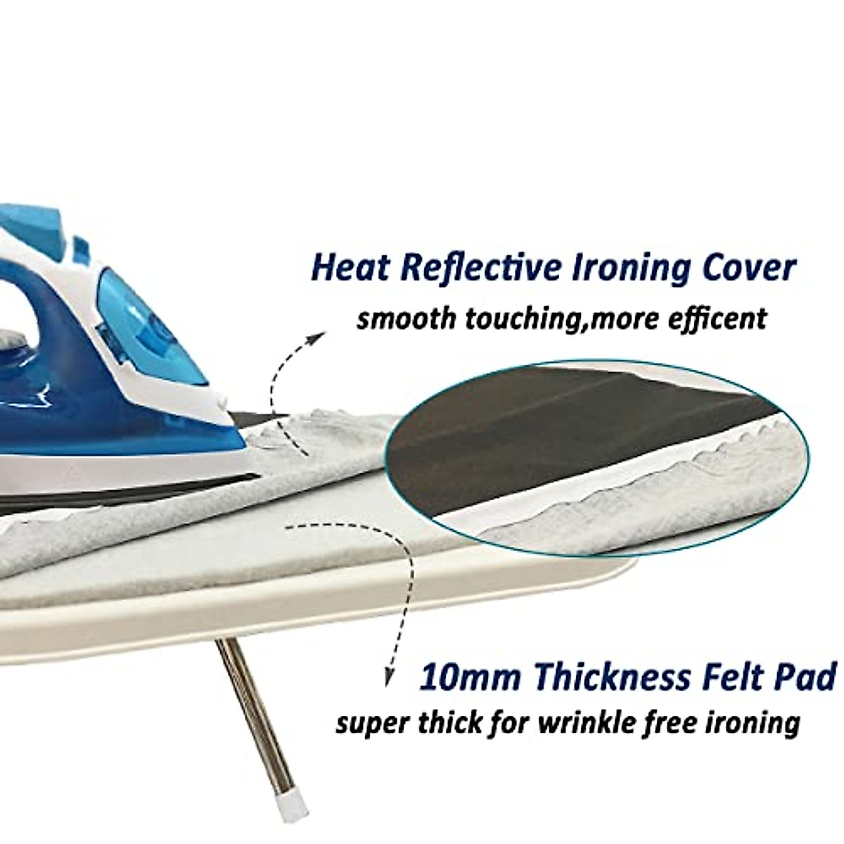 Fayaww Small Tabletop Ironing Board 12x29inch, Lightweight Ironing Board with Stable Legs,Heat Reflective Cover and Hanging Hook,Black