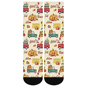Farmhouse Truck Pumpkin Sunflower The Autumn Socks for Women Socks for Men Crew Socks for Boys Mid Socks for Girls Stocking Stuffers for Teens Casual Athletic Sport Dress Socks
