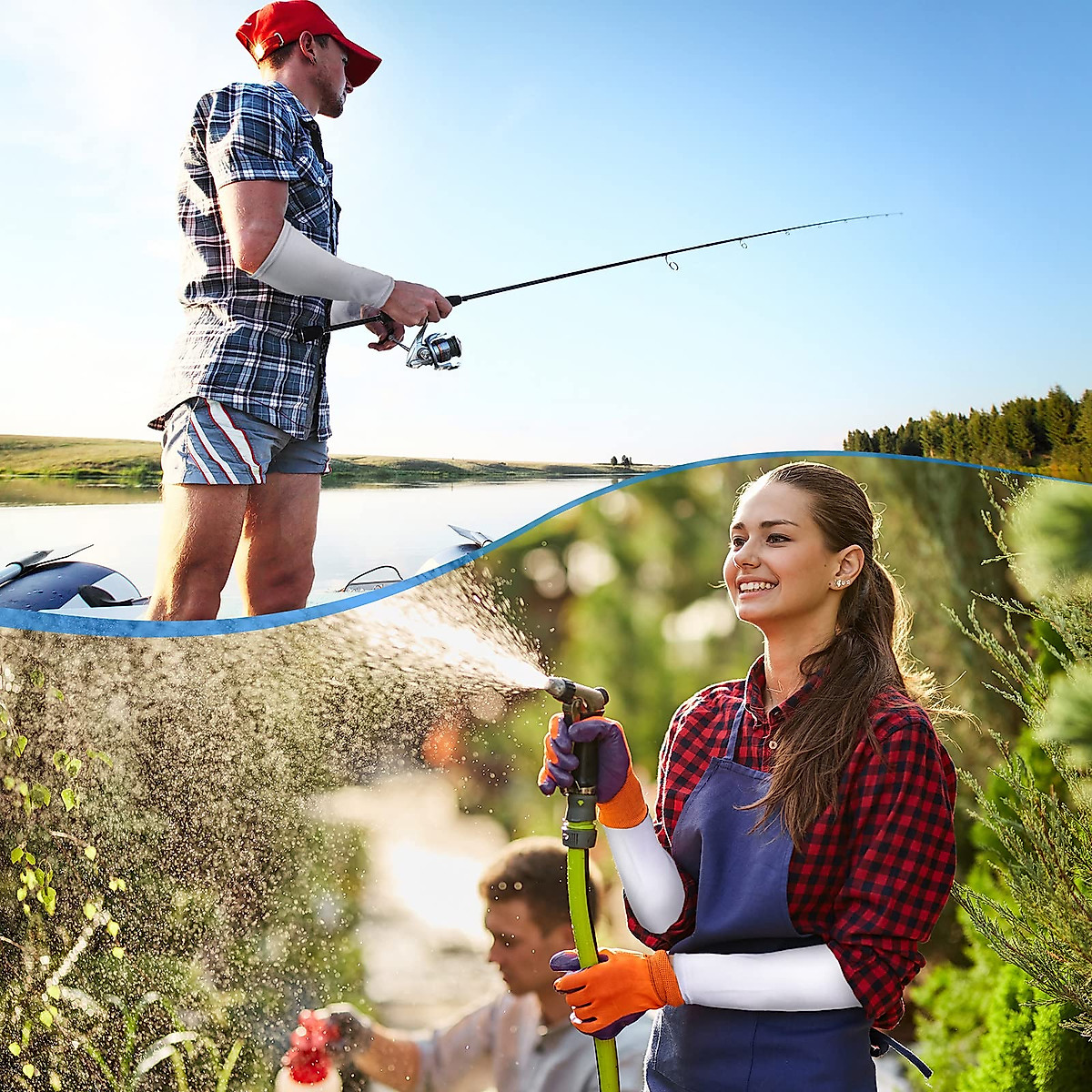 Eurzom 4 Pairs Skin Protection Sleeve for Arm Breathable Forearm Protector Arm Sleeve for Gardener Working Sport (9 Inch Long)