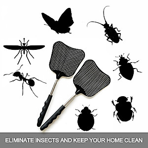 MILEDU Telescopic Fly swatter, Suitable for Indoor/Courtyard/Garden/Classroom/Office Annoying Creatures Such as Flies, Spiders, etc.,3Pcs