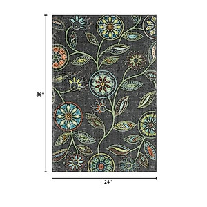 PAGISOFE Indoor Front Door Mat Boho Kitchen Sink Mat, 2x3 Machine Washable Rug, Floral Non-Slip Throw Rug with Rubber Backing, Soft Small Area Rugs for Entryway Bedside Bathroom Entry, Green/Multi