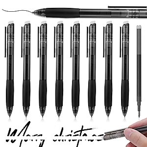 Bewudy 8 Pack Erasable Gel Pens, Retractable Pens Fine Point 0.5 mm Black Ink Pens, Eraser Writing Pens Gel Ink Roller Ball Pens Home Office Stationery Party Gift