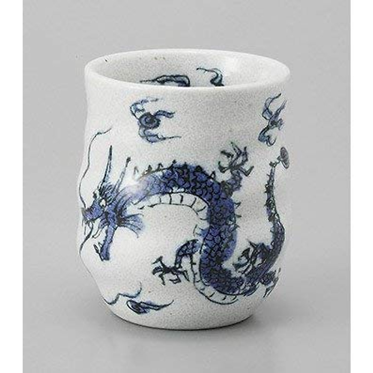 Mino Ware Japanese Sushi Yunomi Tea cups 9.47 Onces Authentic Dragon Red and Blue for Hot Green Tea Matcha Tea Bancha Set of 2 from Japan