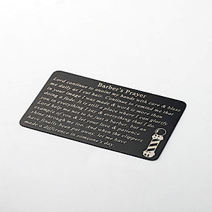 Gzrlyf Barber's Prayer Wallet Card Metal Wallet Insert Inspirational Gifts for Hairdresser Hairstylist (Black)