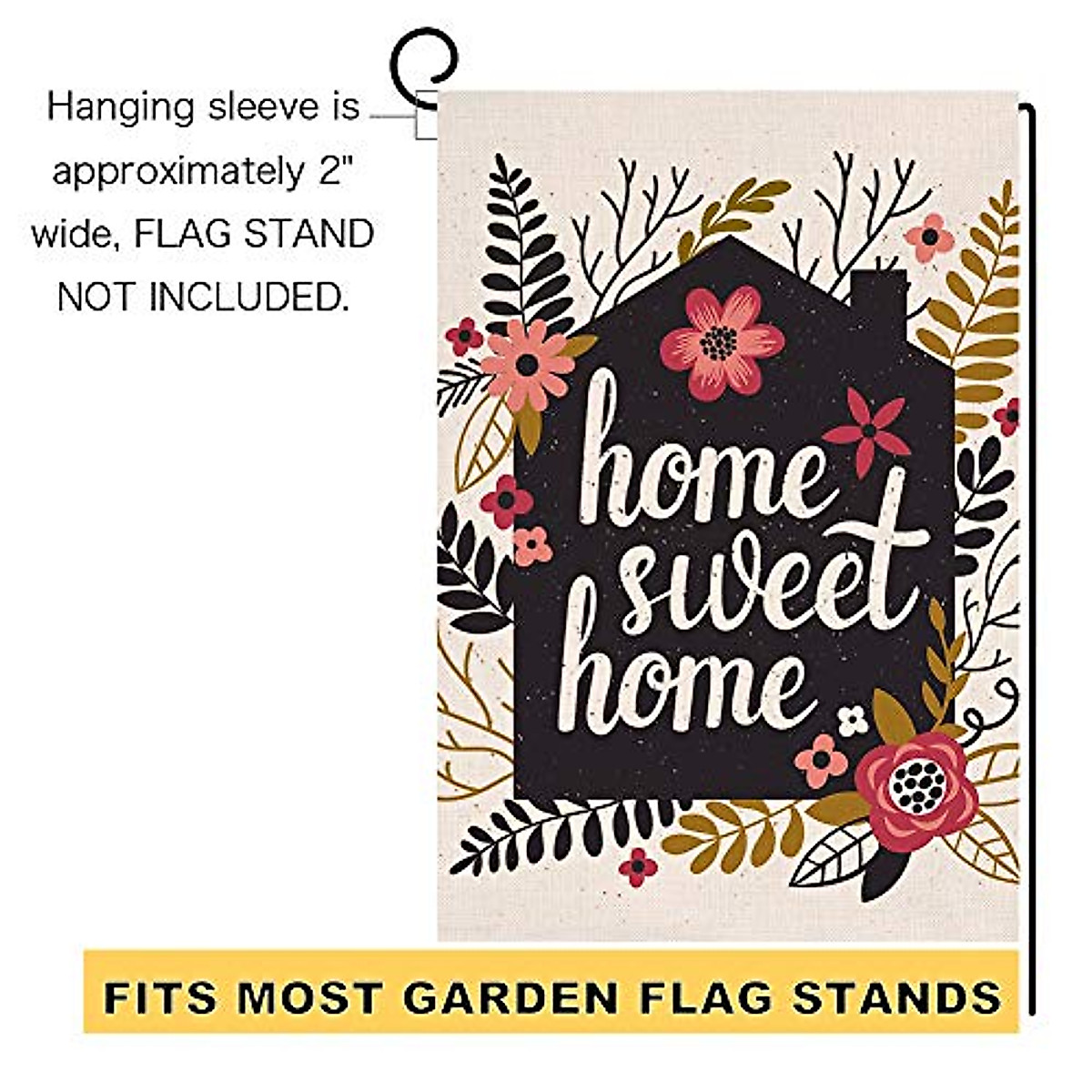 BLKWHT Home Sweet Home Garden Flag Vertical Double Sided Spring Summer Yard Outdoor Decorative 12.5 x 18 Inch