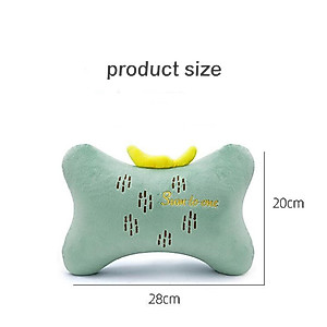 ZICANA Lumbar Pillows Cute Cartoon Car Headrest Back Cushion Soft Embroidered Plush Lumbar Support Back Pillow Car Seat Waist Protection Accessory Pad (Color : Orange-Neck)