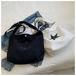 Fashion star canvas shoulder bag for men and women casual big travel bag leather messenger bag