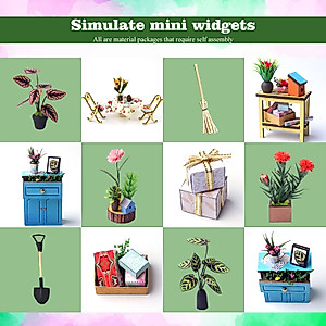 INSGEN DIY Miniature Dollhouse Greenhouse Building Room Kit, Wooden Diorama Book Nook House Kits Build Crafts for Adults, Miniature Street Tiny Library House Making Kit 1:24 Scale