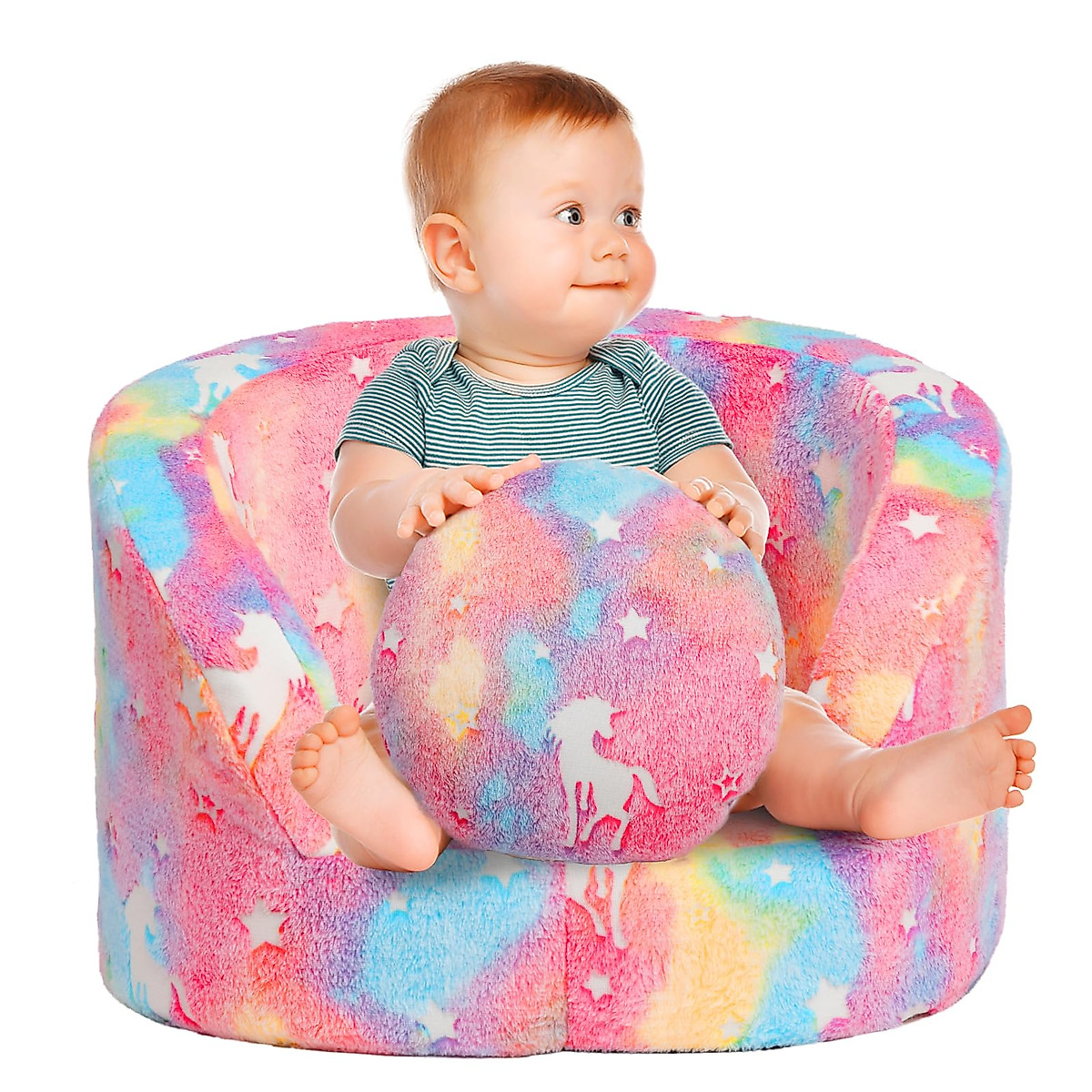 ALIMORDEN Snug-Arch Toddler Couch, Comfy Foam Baby Chair, Ergonomic Toddler Chair with a Snug Embrace Design for Boys and Girls, Unicorn