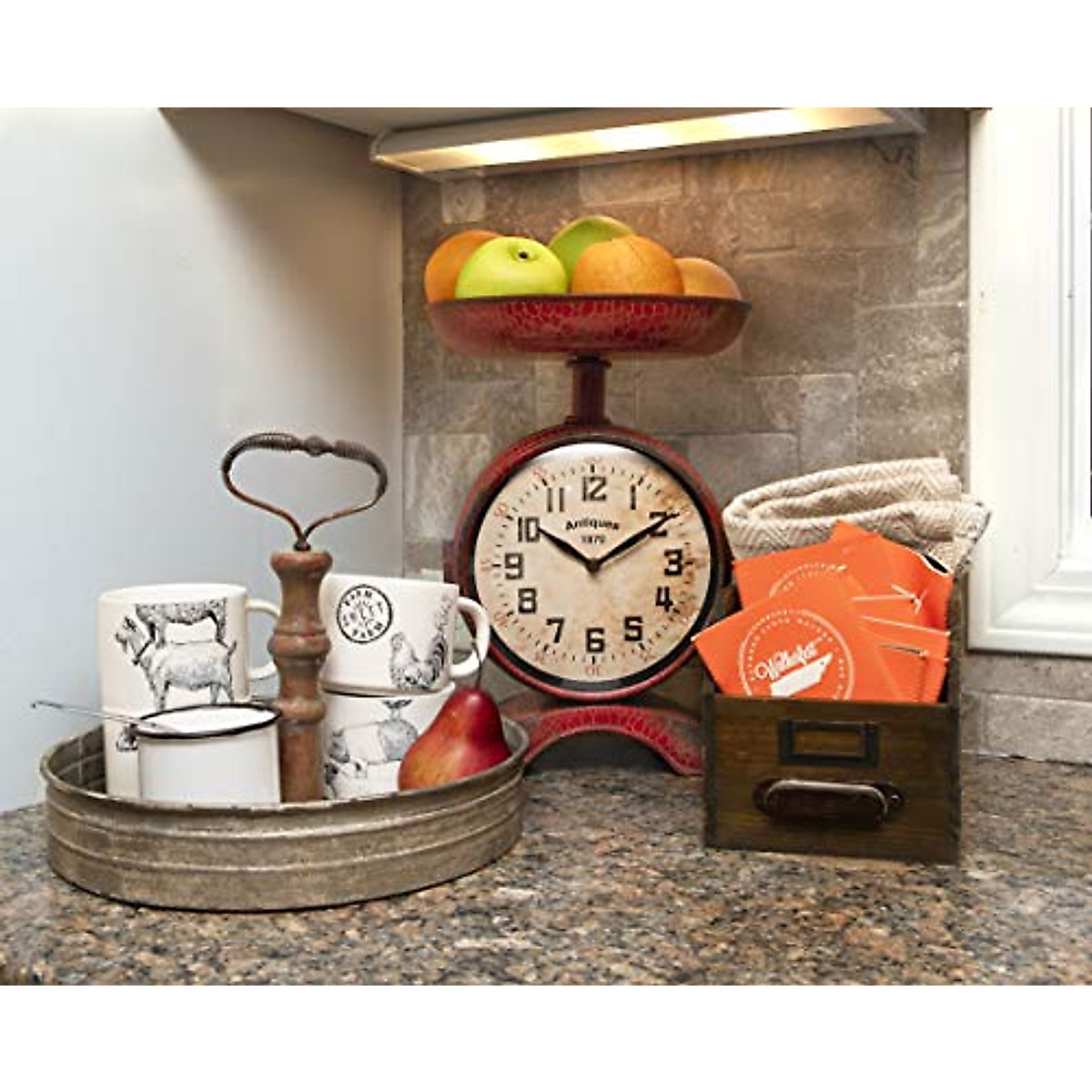 Creative Co-op DA6875 Round Metal & Wood Handle Decorative Wood Tray, Silver