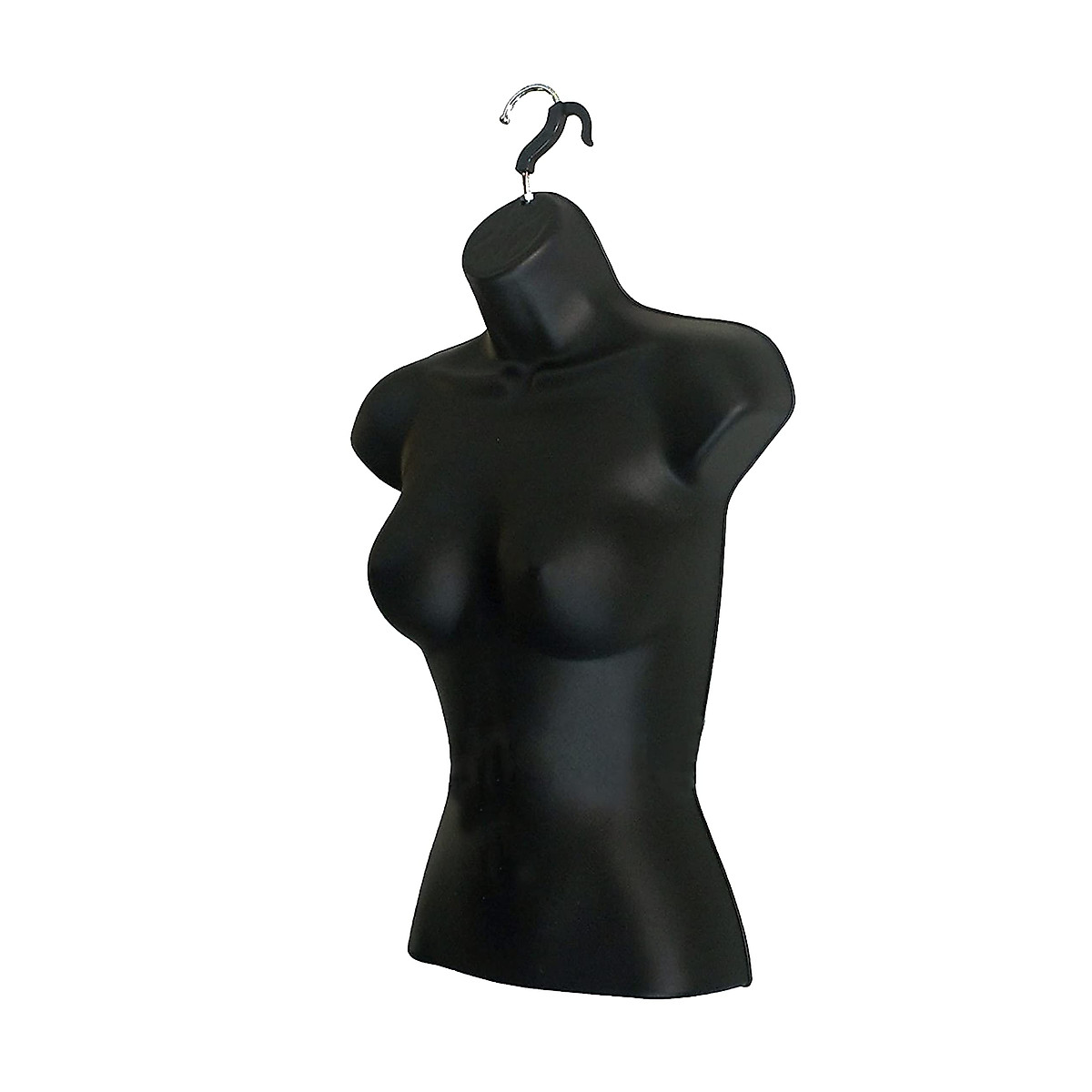 DisplayTown Black Male and Female Mannequin Torso with Metal Stand Hollow Back Body Stackable Dress Form for Tshirt Display, Countertop, Craft Shows, Photos and Design, S-M Clothing Size