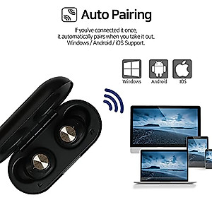 Summonerbuds NABI Black Bluetooth 5.0 True Wireless Earbuds IPX5 Waterproof, in-Ear Earphones with Microphone, Wireless Chargable