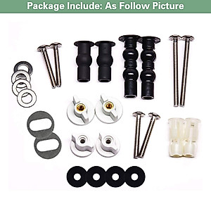 iFealClear Universal Toilet Seats Screws and Bolts, 5 Choice Fixings Expanding Rubber Top Fix Nuts Screws for Top Mount Toilet Seat Hinges, Easy to Install- Toilet Seat Replacement Parts Kit(Metal)