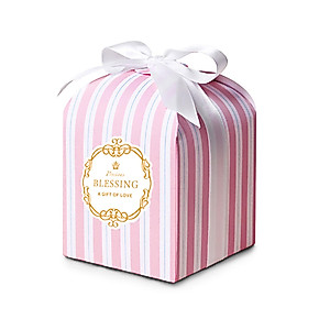 iyunchao Pink Party Favor Boxes 4.5x3.15x3.15 Inch (50 Pack), Treat Boxes Party Favors for Birthday Party Wedding Baby Shower, Cute Cookie Box for Kids Boys Girls
