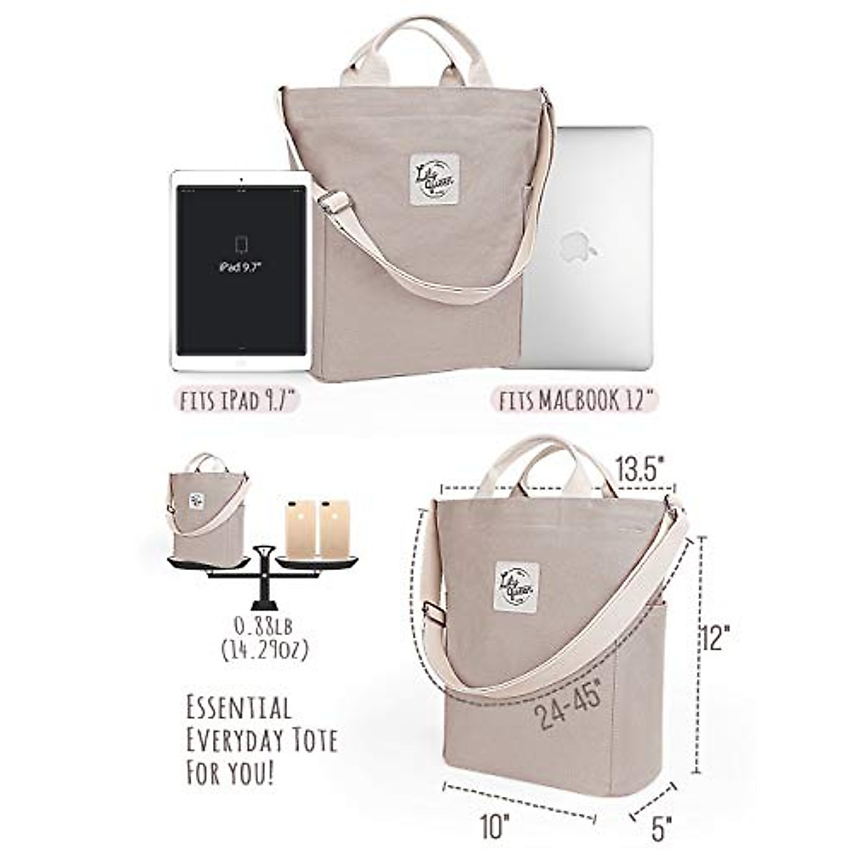 Lily queen Women Canvas Tote Handbags Casual Hobo Shoulder Bag Crossbody (Taupe Grey)