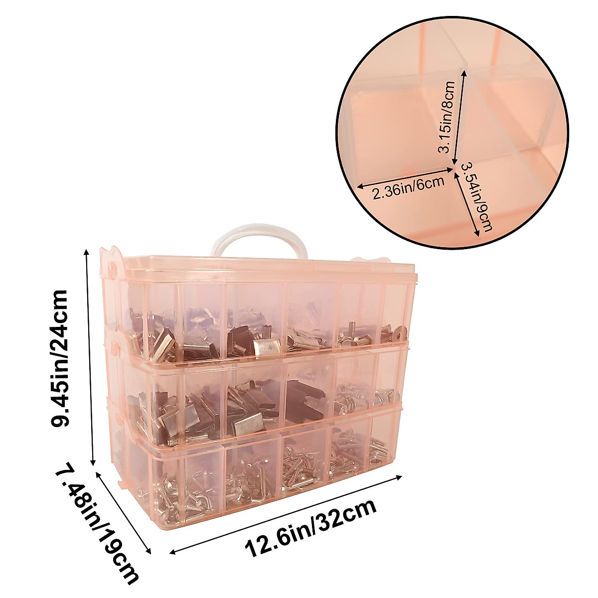 lukar 3-Tier Stackable Storage Container with 30 Adjustable Compartments Craft Storage/Craft Organizers and Storage Bead Organizer Box Art Supply Organizer