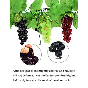 HUIANER Fake Grapes 3 Bunches of Simulation Grape Fruit Artificial Grape Vines Lifelike Leaves for Wedding Home Indoor Outdoors Party Garden Wall Decoration