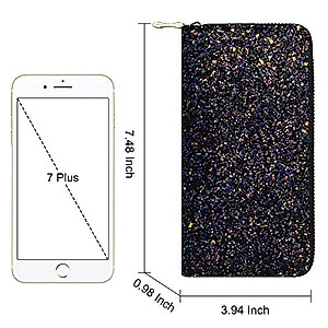 KUKOO Glitter Wallet for Women Shiny Long Phone Clutch Purse Ladies Card Holder