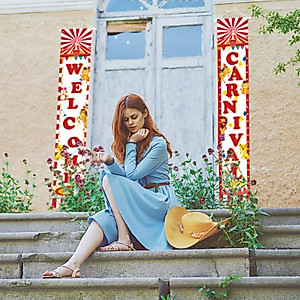 PAKBOOM Welcome Carnival Circus Yard Sign Door Banner Carnival Theme Birthday Party Decorations Supplies for Kids Adults Family