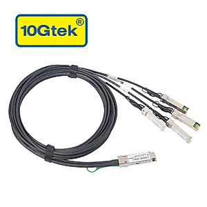 10Gtek 40G QSFP+ to 4xSFP+ Breakout DAC - 40GBASE-CR4 Passive Direct Attach Copper Twinax QSFP to SFP Cable for Mellanox MC2609130-001 Devices, 1-Meter(3.3ft)