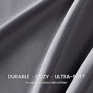 SLEEP ZONE Super Soft Cooling Queen Bed Sheets Set 4 Piece - Easy Care Fitted Flat Sheet & Pillowcase Sets - Wrinkle Free, Fade Resistant, Deep Pocket 16" (Gray, Queen)