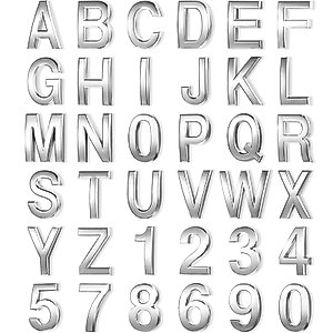 Outus 36 Pcs 3D Mailbox Number 0-9 Stickers and Letters Symbols Alphabet Adhesive Mailbox House Metal Address Street Stickers for Apartment Residence and Signs (2 x 1.2 Inches)