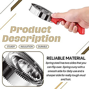 Wokape 2Pcs Horse Care Tool Kit, Incl Brush with Loop Handle/Reversible Stainless Steel Brush, Hairy Pet Care Tools for Shedding Grooming Horses Dogs Cattle Cats