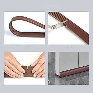 Door Draft Stopper Bottom Seal Strip Noise Blocker - Sweep Strip Under Door Draft Blocker, Soundproof Door Bottom Weather Stripping, for Block Wind, Light, Dust, and Noise (Brown)