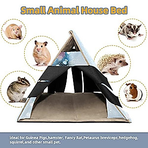 enheng Small Pet Hideout Christmas Tree Background Hamster House Guinea Pig Playhouse for Dwarf Rabbits Hedgehogs Chinchillas