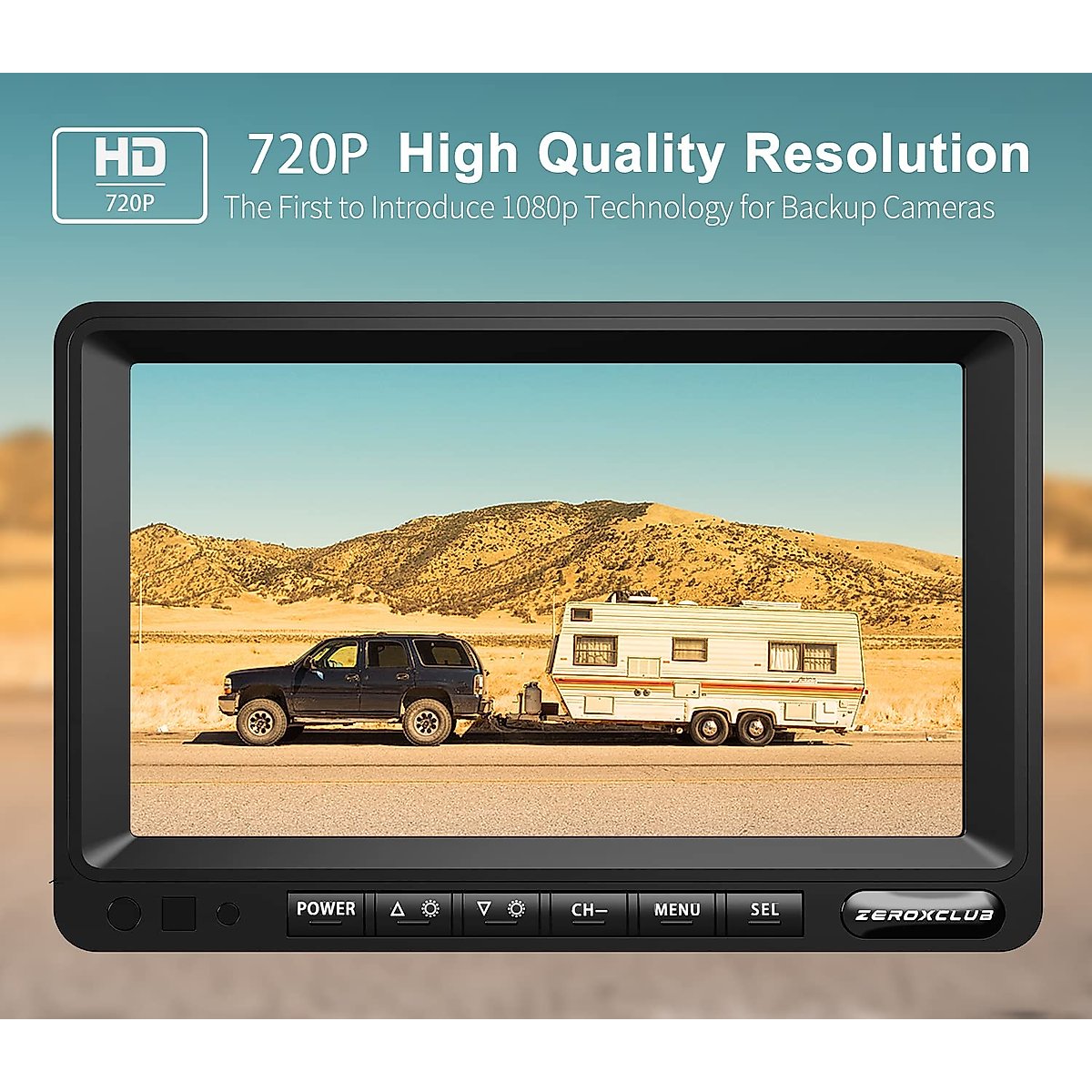 ZEROXCLUB HD Wired Backup Camera System Kit, Sharp CCD Chip, 100% Not Wash Up, IP69 Waterproof Rear View Camera + 7’’ LCD Monitor Reversing for Truck/Semi-Trailer/Box Trucks/RV (ERY01)