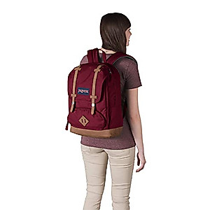 JanSport Cortlandt Laptop Backpack, Viking Red, 15” Laptop Sleeve-Synthetic Leather Shoulder Computer Bag with Large Compartment, Padded Straps-Book Rucksack for Men, Women