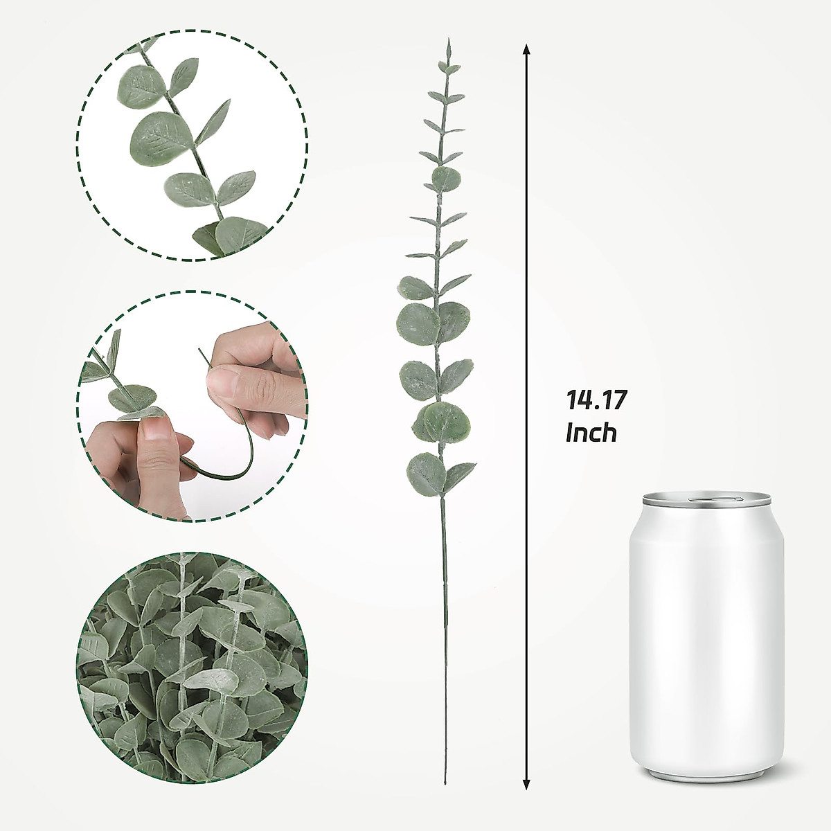 CEWOR 80pcs Artificial Eucalyptus Stems Fake Eucalyptus Leaves Stems Real Touch Leaf Branches for Flower Bouquet Wedding Easter Centerpiece Spring Home Office Decor