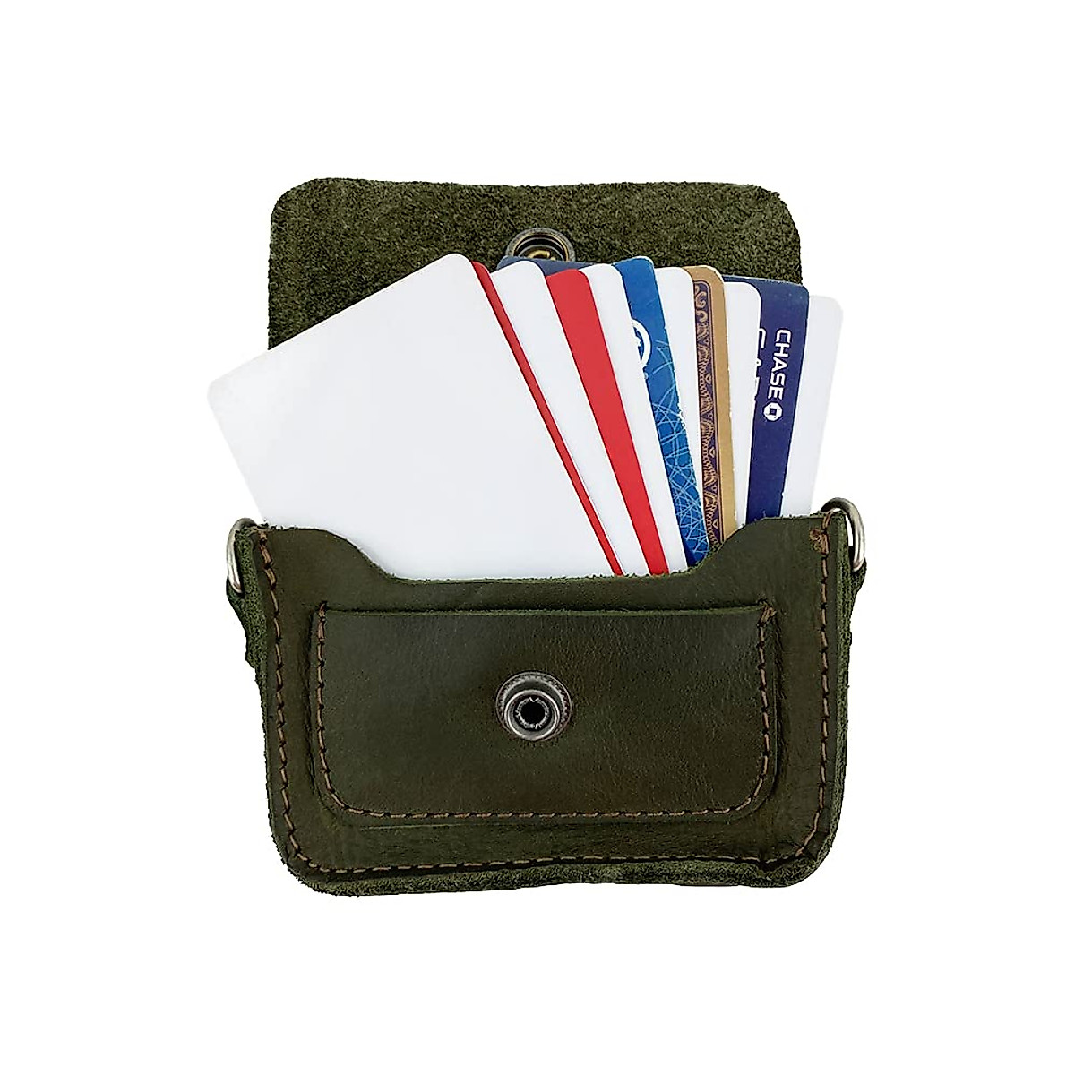 Hide & Drink, Leather Mini Briefcase Card Holder, Holds Up to 10 Cards Plus Folded Bills, Case, Cash Organizer, Accessories, Handmade Includes 101 Year Warranty (Dark Jade)