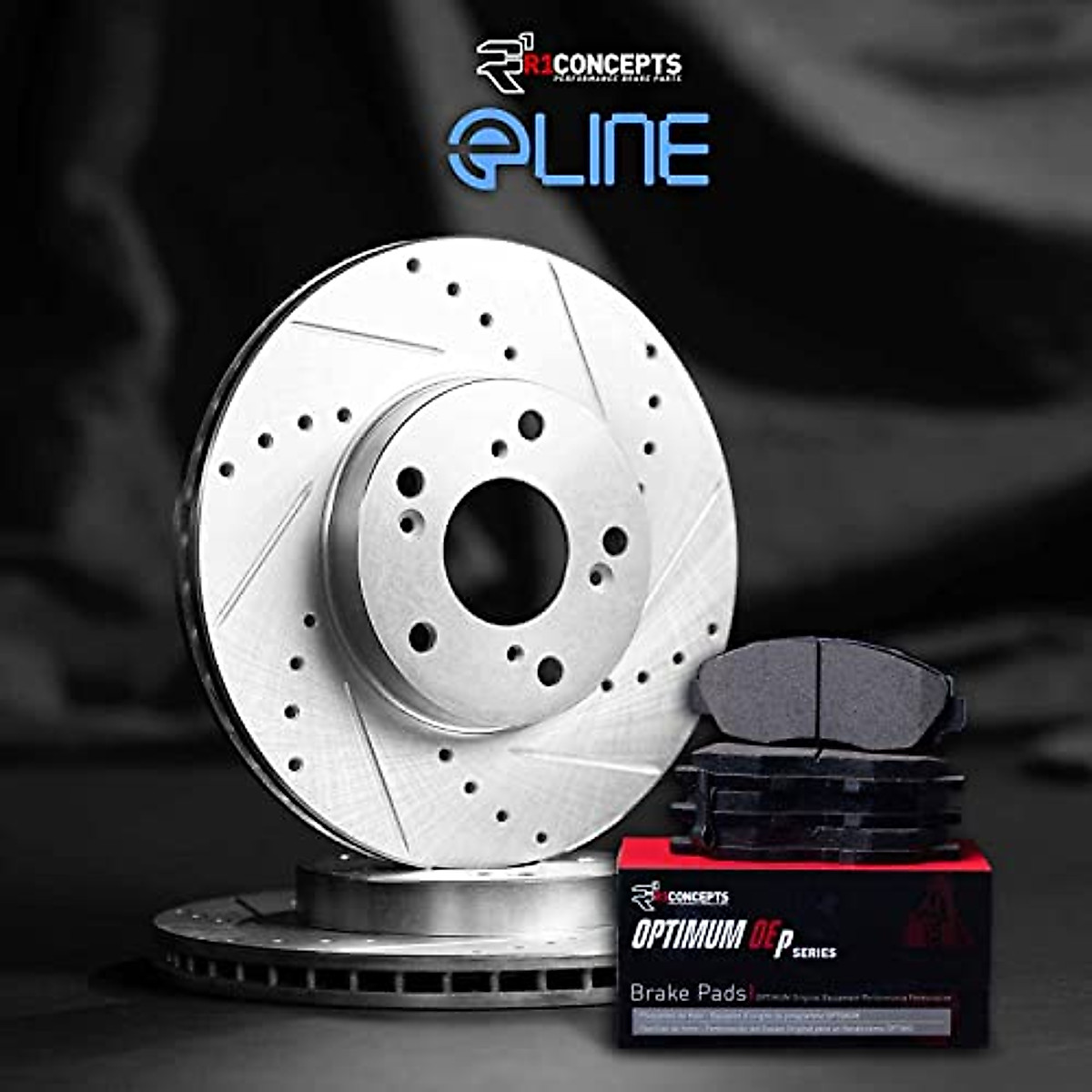 R1 Concepts Rear Brakes and Rotors Kit |Rear Brake Pads| Brake Rotors and Pads| Optimum OEp Brake Pads and Rotors|fits 2012-2017 Audi A4, A4 Quattro, A5, A5 Quattro, Q5