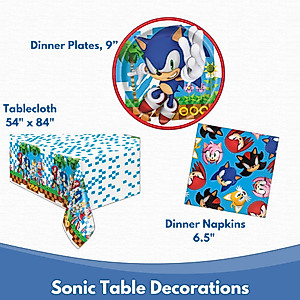 Unique Sonic Birthday Party Decorations - Sonic Party Decorations - Sonic Plates and Napkins, Tablecloth, Banner, Balloons, Checklist - Sonic Party Supplies - Sonic Birthday for 16