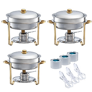 Tiger Chef 4 Quart Round Chafing Dish (3, 4 Quart Round)