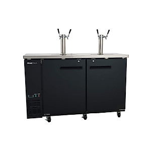 PEAKCOLD 2 Door, 4 Tap Commercial Beer Dispenser - Double Tower Keg Cooler - Kegerator; 60" W