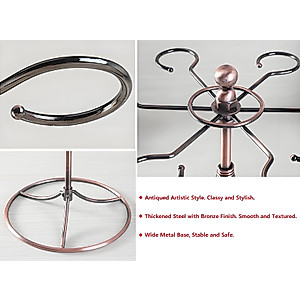 GeLive Bronze Wine Glass Holder Stand, Antiqued Countertop Freestanding Stemware Drying Rack, Artistic Tabletop Glass Display Hanger With 6 Hooks for Home and Bar Storage