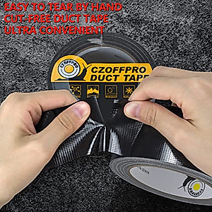 CZoffpro Duct Tape Heavy Duty - Ultra Strong Black Colored Duct Tape with Waterproof Backing, Easy to Tear by Hand, 1.88 in x 20 Yard, Black