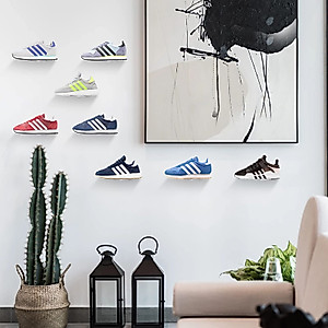 Sumnacon Shoe Shelves 8Pcs Shoe Display Shelves with Screws Clear Acrylic Wall Shoe Shelves for Sneaker Display Show Storage Collection Sturdy Shoe Floating Shelves for Bedroom Hallway Living Room