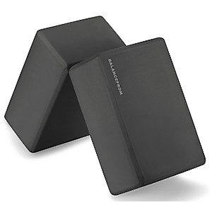 Fitvids All Purpose 1/2-Inch Extra Thick High Density Anti-Tear Exercise Yoga Mat with Carrying Strap and Yoga Blocks, Black