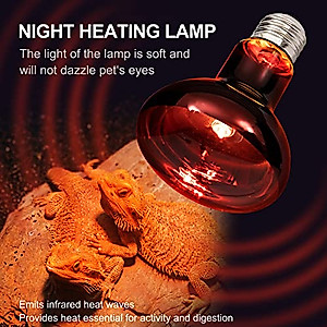 Protover Infrared Reptile Heat Lamp Bulb, 75 Watt Basking Spot Light, Red Heat Lamp Bulb for Reptiles and Amphibian Chicks, Dog Heating Use, 2Packs