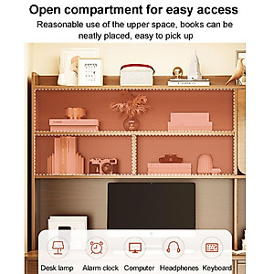 Modern Home Office Desk with Storage Shelf, Writing Desk Table Study Desk Workstation with Hutch and Bookshelf,Computer Desk PC Laptop Desk with Shelves(120x45x163cm(47x18x64), White)