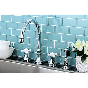Kingston Brass KS2791PXBS Governor Deck Mount Kitchen Faucet with Brass Sprayer, 8-1/4-Inch, Polished Chrome