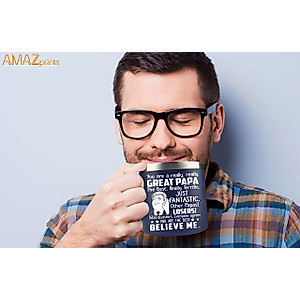 Father's Day Papa Gifts from Daughter, Son, Kids - Papa Birthday Gift - Gifts for Grandpa from Grandchildren - Dad Birthday, Fathers Day - Great papa Insulated Stainless Steel Mug 14oz Navy