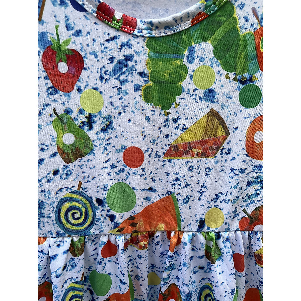 Toddler Little Girls Spring Summer The Very Hungry Caterpillar Baby Girl Short Sleeve Dress for 1-8 Years (6T) Green