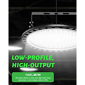 Viugreum High Bay LED Shop Lights, 500W UFO LED High Bay Light 50,000LM 120V LED High Bay Lights 5000K Daylight, Alternative to 2000W MH/HPS for Garage Workshop Barn Factory Warehouse - 10 Pack