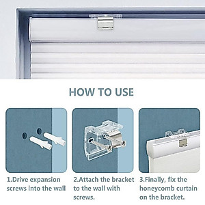 homfanseec 4pcs Cordless Shade Bracket, Mounting Bracket with Metal Clip, Mini Mounting Bracket Clips for 1" (25MM) Pleated Shades Cordless Blinds Headrail & Cordless Honeycomb Cellular(as Shown)