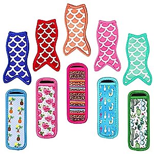 10 Pieces Popsicle Holders,ice Pop Sleeves For Yogurt Tubes Juice Bars,Reusable Washable Ice Popsicle Holders For Kids