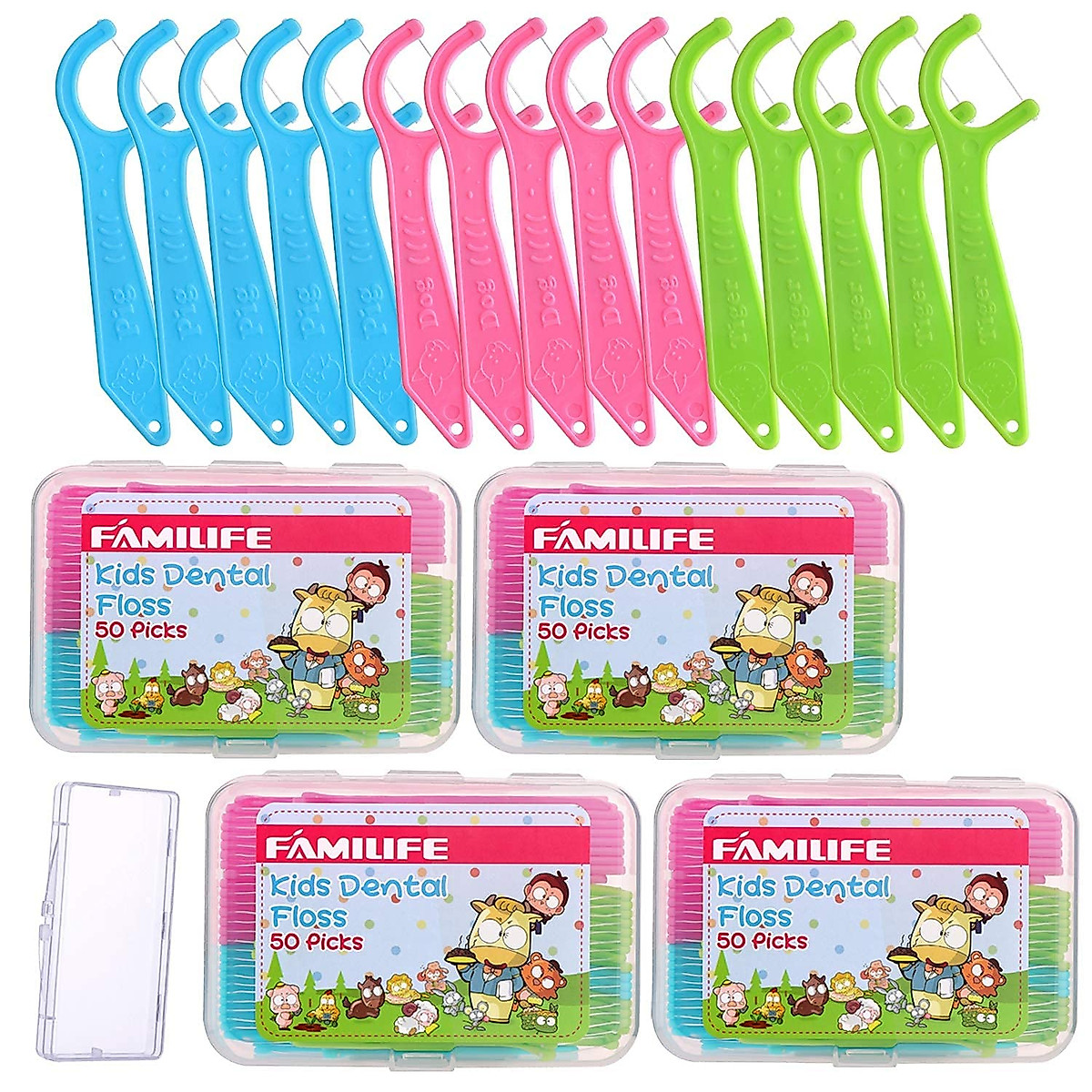 FAMILIFE Kids flossers Toddler Threaders Children Unwaxed Unflavored Fluoride Free Dental 404 Flossers Picks